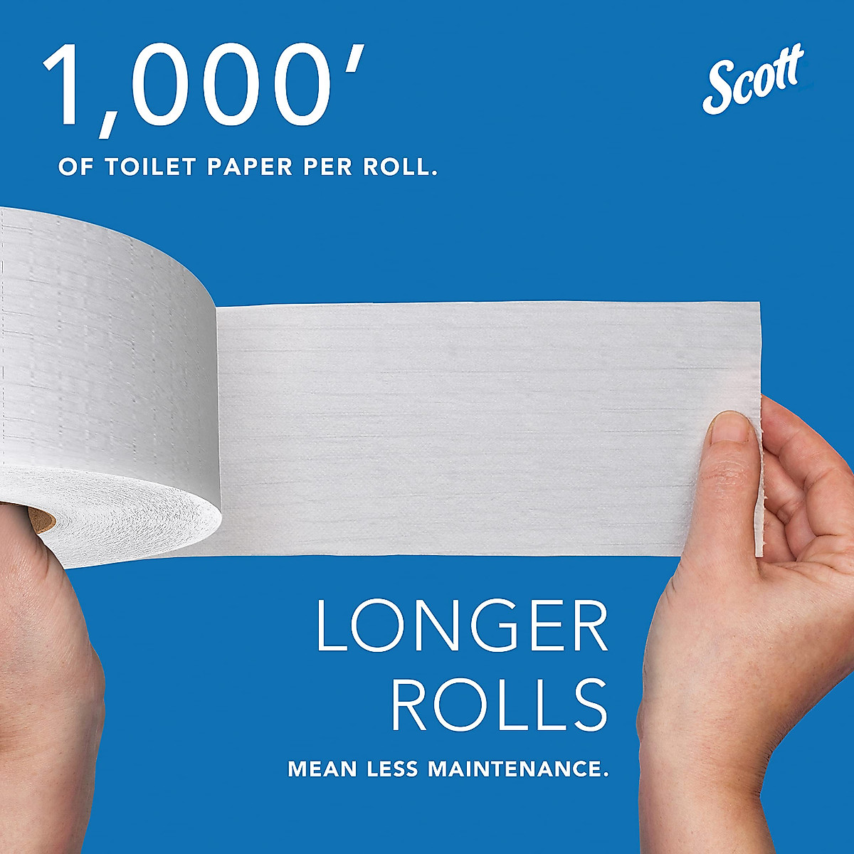 Scott Essential Jumbo Roll JR. Commercial Toilet Paper (67805), 100% Recycled Fiber, 2-PLY, White, 12 Rolls / Case, 1000' / Roll