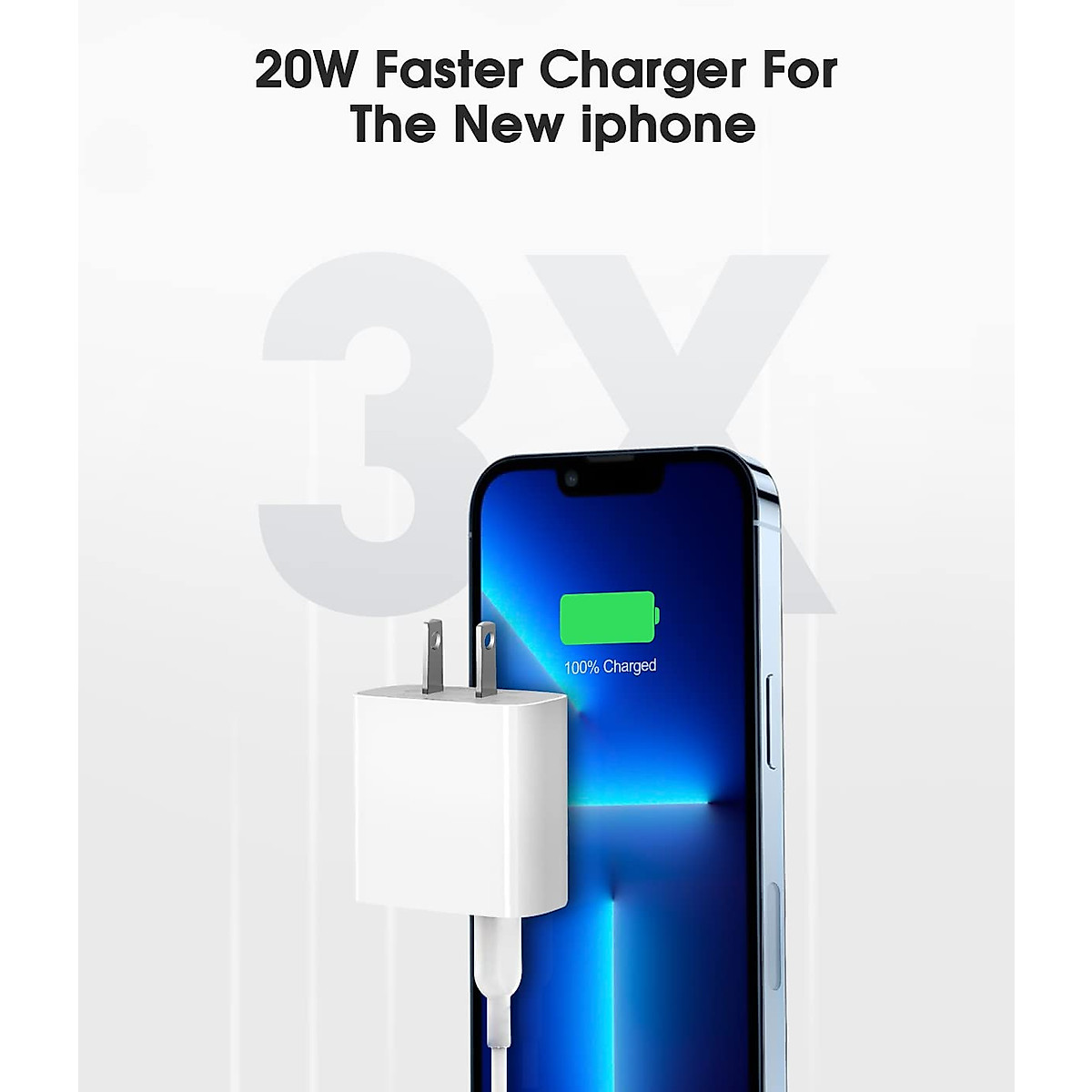 UDATSON 20W USB-C PD Power Delivery Charger, 2 Pack Type C Fast Charging Adapter for Apple Watch Series 9, iPhone 15, 14 Pro Max, AirPods, iPad