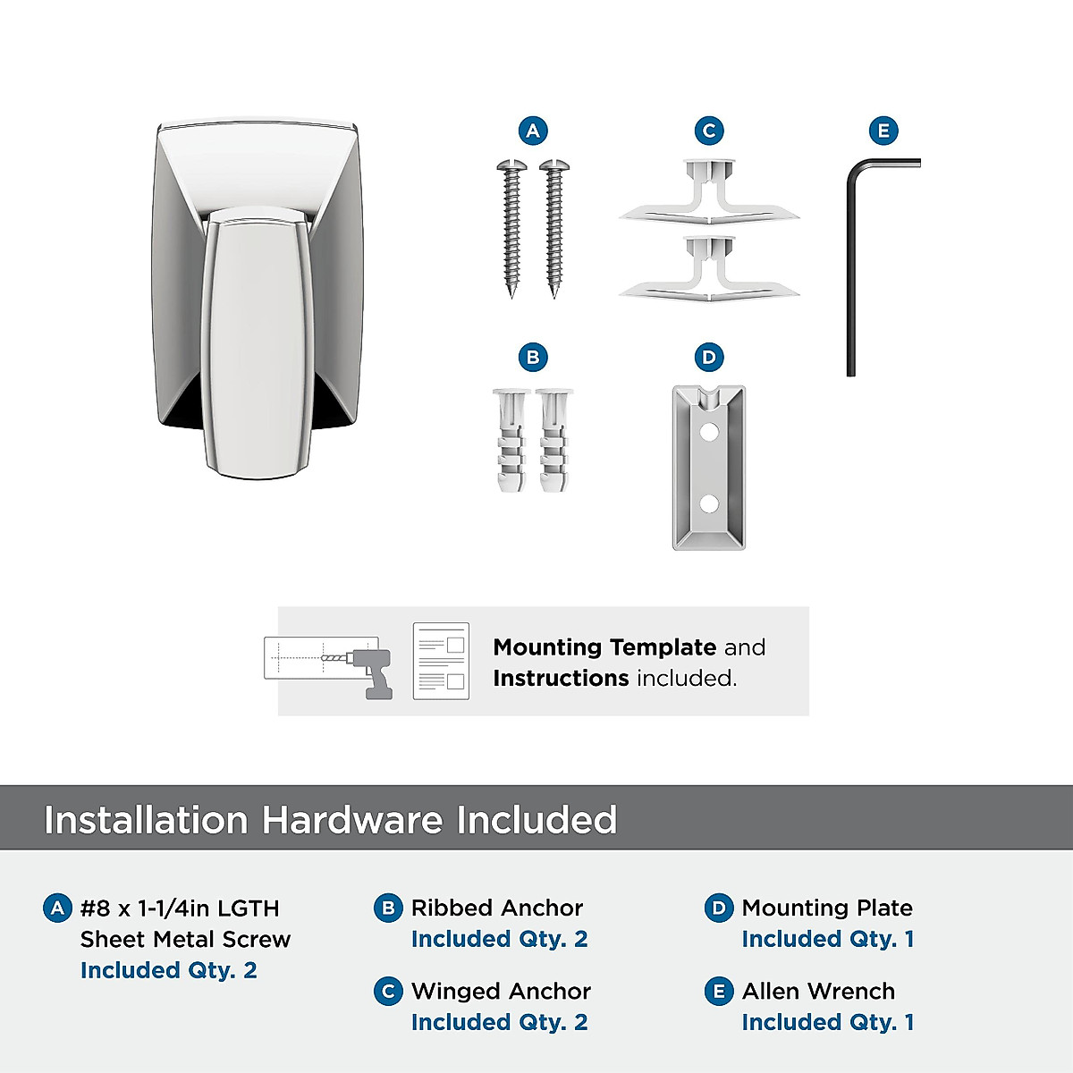 Amerock BH3601026 | Chrome Single Robe Hook | 2-5/8 in. (67 mm) Length Towel Holder | Highland Ridge | Towel Hook for Bathroom | Bathroom Hardware | Bath Accessories