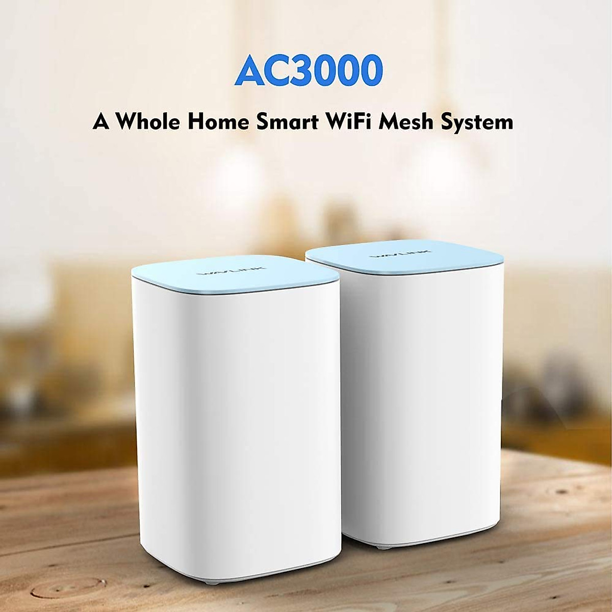 WAVLINK 3000Mbps Tri-Band Mesh WiFi Router,Whole Home Wi-Fi Smart Mesh System, Gigabit Speed Mesh, The 3-Unit kit Covers 7,500 sq.ft.Seamless Roaming,Parental Controls,3xGigabit Ports,2-Pack