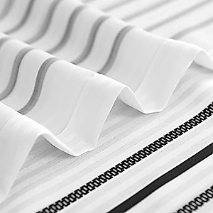 jinchan Black and White Shower Curtain Fabric Shower Curtain for Bathroom Modern Black Striped Shower Curtain Spring Water Repellent in Bath 70x72 inches Long Shower Curtains Set with Curtain Hooks