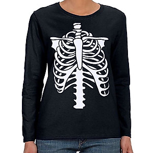 Women's Halloween Rock n Roll Skeleton Funny Long Sleeve Costume for Ladies Skeleton Glow in Dark(Dark-4218 XL)