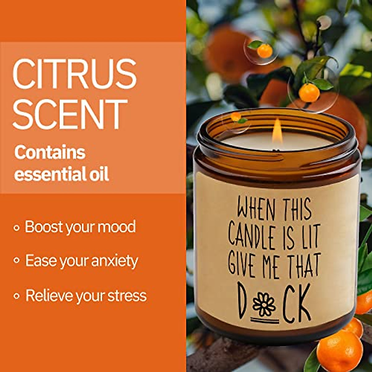 Anniversary Birthday Gifts for Him Her - Funny Gifts for Men, Boyfriend Gifts, Husband Gifts - Naughty Gifts for Girlfriend, Boyfriend, Husband, Wife - Citrus Scented Candles