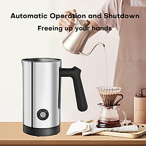 Casimhu Milk Frother Electric, 4-in-1 Milk Frother and Steamer Stainless Steel, 10.6oz Large Capacity, Warm and Cold Foam Maker, Automatic Milk Warmer for Coffee (polished)