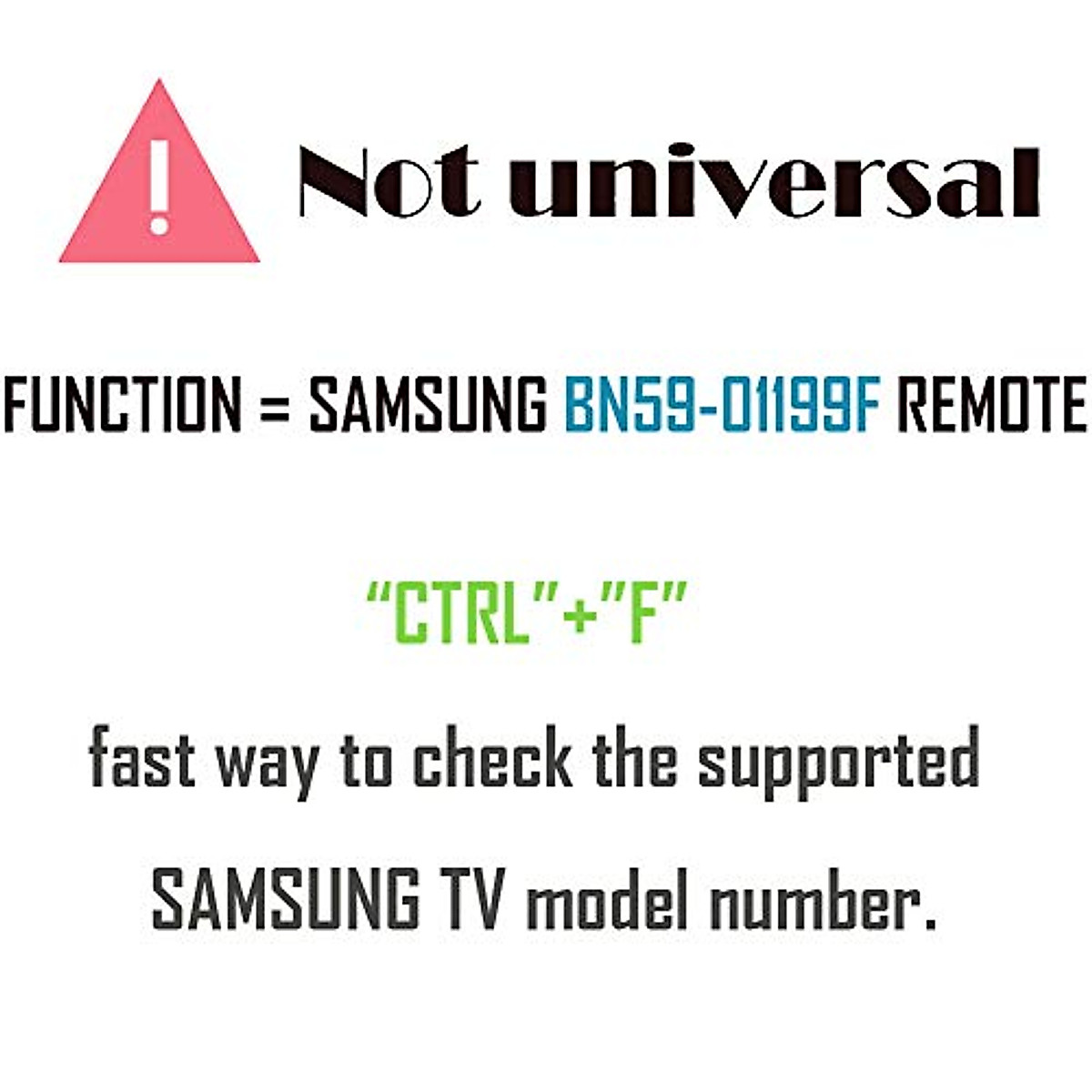 BN59-01289A Replacement for Samsung TV Remote Control (Non Universal) for UN55MU6290F UN40MU6290 UN55MU6490 UN55MU6071F UN65MU6070F UN40NU7100 UN43MU6290 UN55MU6290 with GP Alkaline 2pcs Batteries