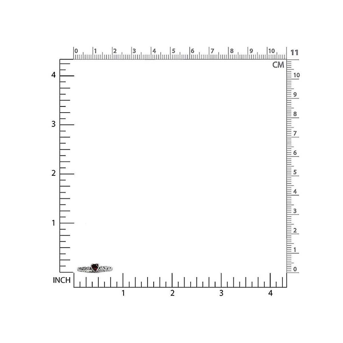 Silvershake Natural Garnet 925 Sterling Silver Stack Stackable Heart Solitaire Ring Size 10