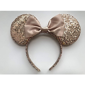 A Miaow Sequin Black Mouse Ears Headband MM Glitter Hair Clasp Adults Women Butterfly Hair Hoop Birthday Party Holiday Park Photo Supply (Shiny Champagnes)