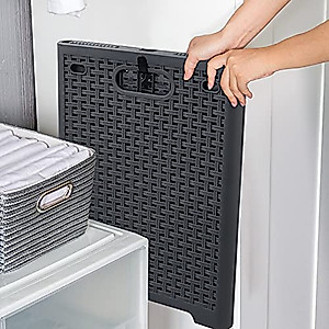 Tstorage 45L Plastic Collapsible Storage Laundry Baskets, Foldable Laundry Hampers, 2 Packs