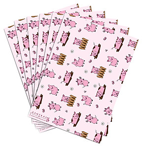 CENTRAL 23 Pig Wrapping Paper - 6 Sheets of Gift Wrap - Pink Wrapping Paper Sheets for Girls - Comes with Fun Stickers - Made in the UK
