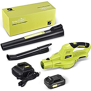 SnapFresh Leaf Blower - 20V Cordless Leaf Blower with 2.0Ah Battery & Charger, 130 MPH 140CFM Electric Leaf Blower for Lawn Care, Battery Powered Lightweight Leaf Blower for Yard Patio (Green)