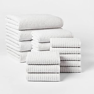 Threshold Collection 16pk Quick Dry Bath Towel Starter Value Pack Light Gray