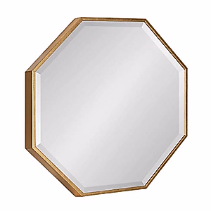 Kate and Laurel Rhodes Mid-Century Modern Octagon Wall Mirror, 18 x 18, Gold, Chic Geometric Home Decor