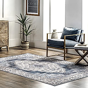 nuLOOM Dania Machine Washable Medallion Accent Rug, 2x3, Navy