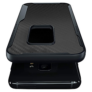 Carbon Fiber Pattern Slim Case Compatible with Samsung Galaxy S9 Plus, Shockproof 10ft. Drop Tested, Wireless Charging Compatible - Black