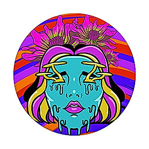 Trippy Flower Girl Psychedelic Magic Mushroom Hallucinogenic PopSockets Swappable PopGrip