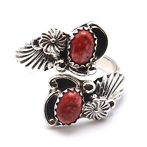 L7 Trading Adjustable Ring Featuring Red Spiney Oyster