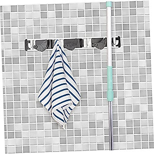 Zerodeko 3pcs mop holder pantry organization and storage Garden Tool Organizer garage broom mop organizer Broom Hangers wall mounted clothes hanger Mop Rack broom holder abs Space aluminum