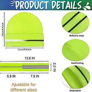 4 Pieces Kids Reflective Vest Wrist guards and Hat Child Safety High Visibility Vest Set Child's Construction Vest for Cycling Skiing Running Night Walking Hiking Outdoor Boys Girls