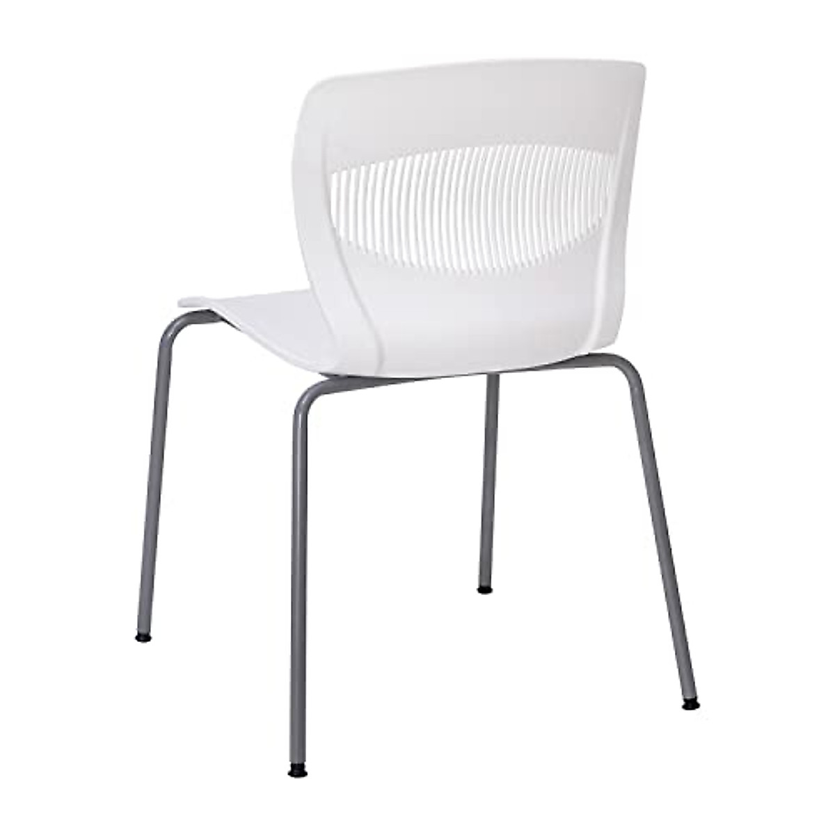 Flash Furniture Hercules Series Set of 5 Commercial Stack Chair - Roomy Wide 770 lb. Capacity - Lumbar Support - Durable Plastic - Silver Steel Frame - White