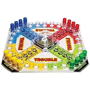 Classic Trouble with Retro Artwork and Pop-o-Matic Popper by Winning Moves Games USA, Designed for Kids, Ages 5+ Perfect For An Indoor Interactive Activity (1176), Extra Wide