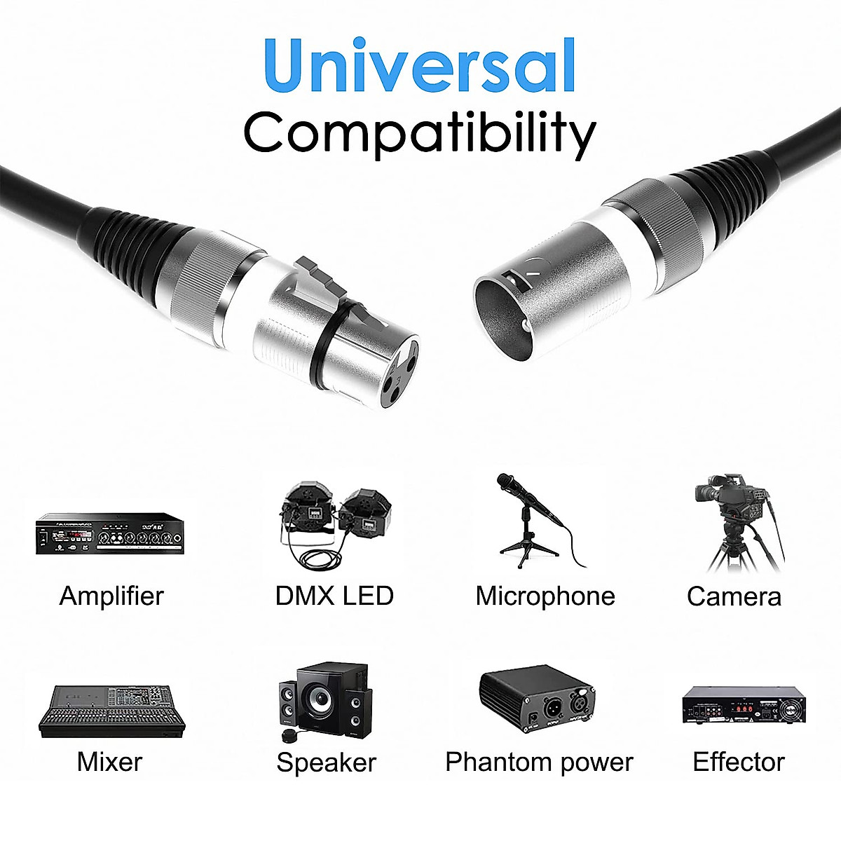 Dacimora Bundled Products of 4 Channel 3-Pin Multi Network Snake Receiver and 2-Pack 100FT XLR Microphone Cable