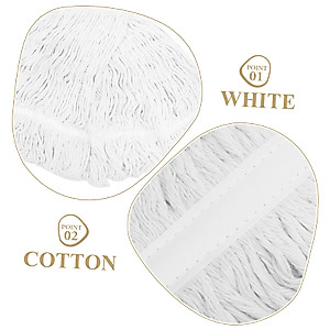 STOBAZA Mop Replacement Head Mop Head Floor Cleaning Mop Head Hardwood Floor Cleaner Wet Mop Head Refill Reusable Mop Pad Household Mop Pad Commercial Mop Head White Cotton Thread