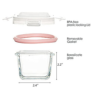 YARYOUNG 24 Pack 5oz Small Glass Food Storage Containers, Tiny Food Containers with Locking Lids Leak-proof, Glass Food Jars for Storing and Freezing food, Oven & Dishwasher Safe, BPA Free, Square