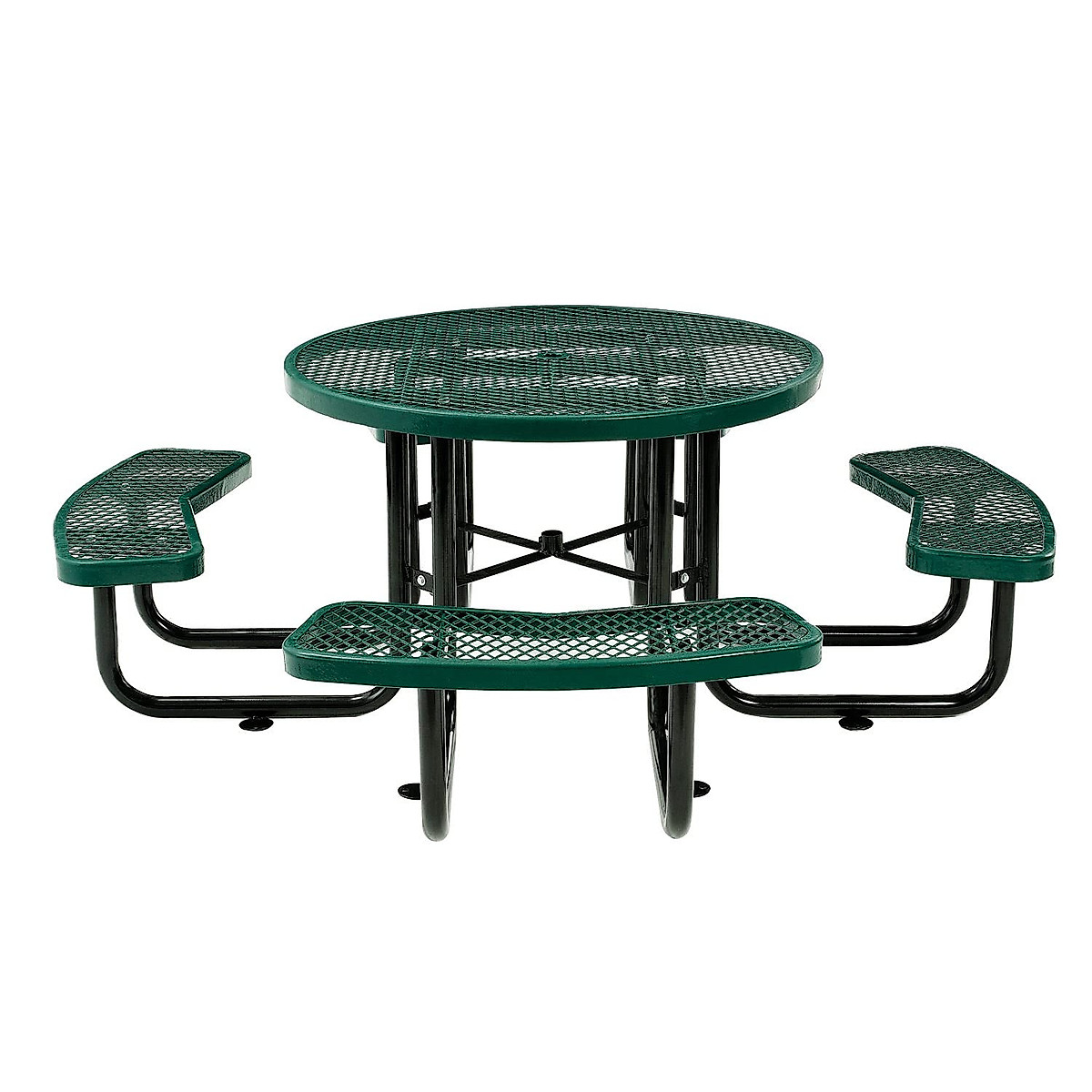 Global Industrial 46" Expanded Metal Round Picnic Table, Green