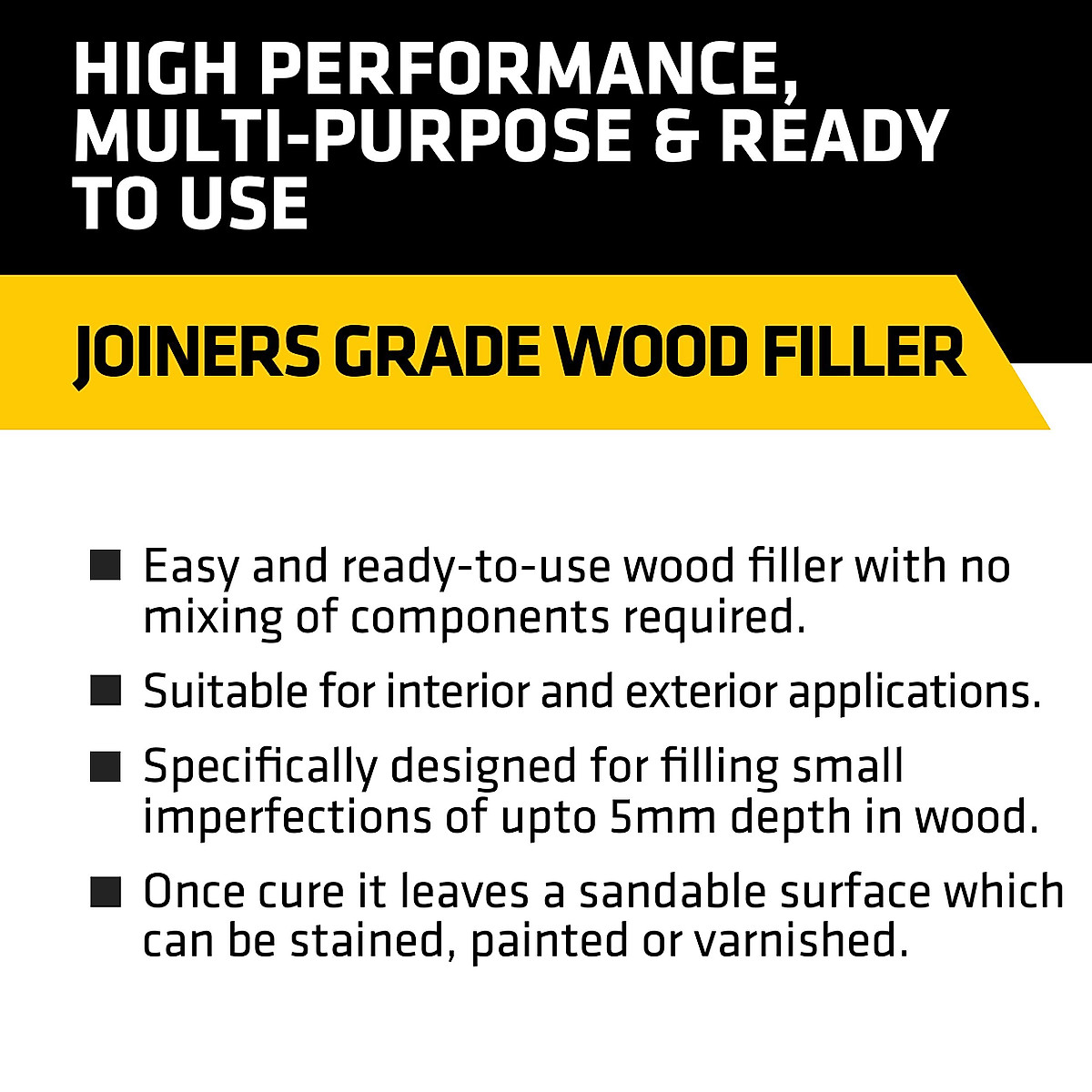 Everbuild Multipurpose Wood Filler – Ideal for Filling Small Imperfections – Sandable – Light Stainable – Easy Squeeze Tube – 100ml