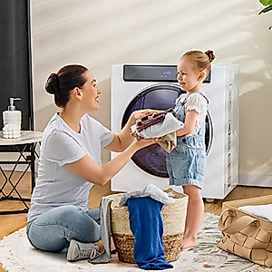 PETSITE Portable Clothes Dryer, Electric Compact Laundry Dryer w/ 3 Heating Levels, IHS & ECO Mode, Stainless-Steel Drum, Overheat Protection, 8.8 lbs Capacity, Ideal for Apartment, Home, Dorm, 1400W, White