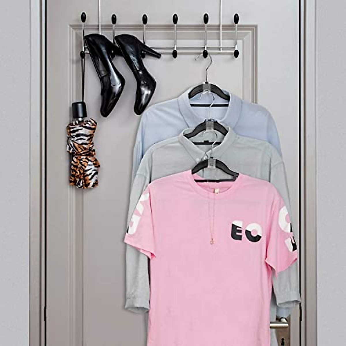 Pansyling 50PCS Clear Clothes Hanger Connector Hooks Super Space Saving for Closet Heavy Duty Load Bearing Plastic Cascading Hanger Hooks Extender Clips Connection Hooks for Velvet Huggable Hangers