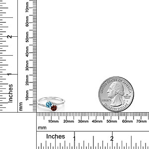 Gem Stone King 10K White Gold Forever United 2 Stone Swiss Blue Topaz and Red Garnet and Diamond Engagement Ring For Women (0.87 Cttw, Round, Avaiable in Size 5,6,7,8,9)