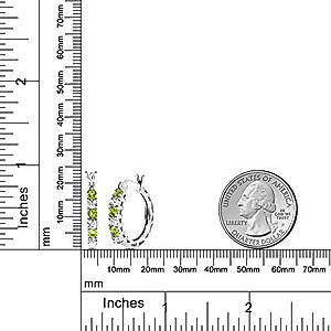 Gem Stone King 925 Sterling Silver Green Peridot and White Diamond Accent Hoop Earrings For Women (0.83 Cttw, Gemstone Birthstone, 22MM = 0.85 Inches Diameter)