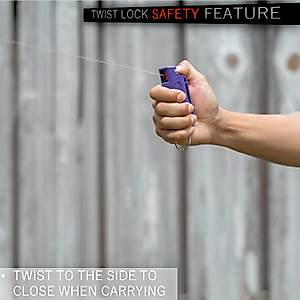 Police Magnum Keychain Pepper Spray Self Defense Belt Clips- Law Enforcement Strength OC- Safety Key Chains for Women & Men- Made in The USA-2 Pack Purple INJ