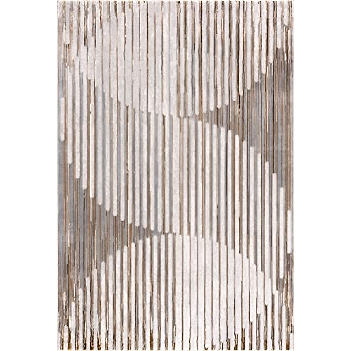Abani Striped Beige & Ivory Contemporary 4’ x 6’ Area Rug - Modern Mid-Century Print Non-Shed Living Room Rug Rugs