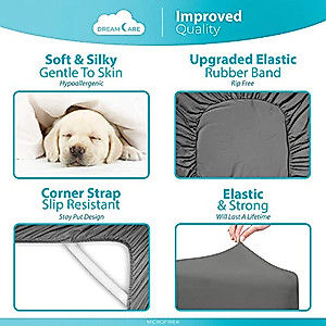 DREAMCAREFitted Sheet - Fits up to 15 inch Mattress - Deep Pocket Cal King Sheets - Hotel Luxury - Shrinkage & Fade Resistant - 1 Fitted Sheet Only (Grey)