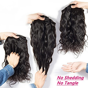 Brazilian Body Wave 4 Bundles (20 22 24 26 Inch) 100% Unprocessed Human Hair Weave Bundles 10A Grade Full Remy Hair Weft for Black Women Natural Color