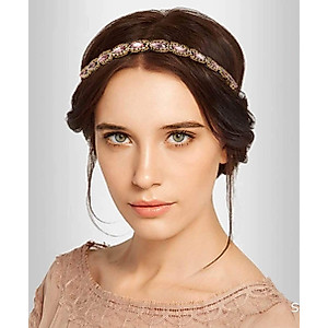 inSowni 7 Pack Handmade Rhinestone Crystal Beaded Stretchy Headbands Hair Accessories for Women Girls Brides