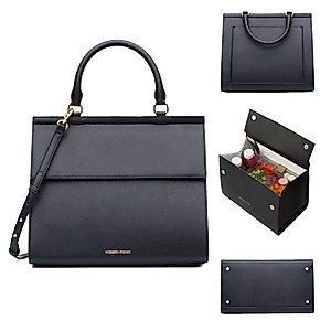 Modern Picnic Vegan Leather Lunch Bag for Women, Cooler Lunch Bag for Girls, Easily Wipeable, Adjustable Shoulder Strap, Women’s Lunch Bags for Work/Office/Outdoor, Black As Seen on Shark Tank