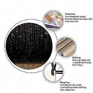 KUKUSOUL 7x5ft Gold Bokeh Spots Backdrop Black and Gold Glitter Sparkle Wedding Photography Background Birthday Party Decorations Banner Photo Booth Studio Props KUBQY087