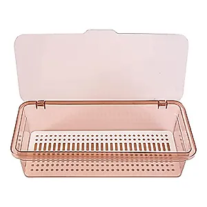 DOITOOL Flatware Tray with Lid and Drainer, Tableware Utensil and Cutlery Drawer Organizer with Lid Covered Silverware Tray to Keeps Your Cutlery Organized and Protected ( Brown )