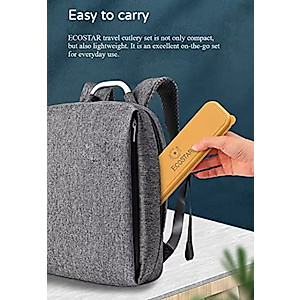 ECOSTAR Reusable Utensils set with Case, Portable Wheat Straw Cutlery Set, BPA-Free and Eco-friendly Knife Spoon Fork, Travel Utensils for Office, Dorm, and On-the-go (Coral, 4)