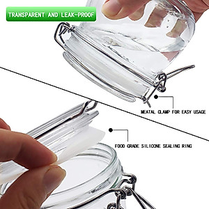 YEBODA 16oz Food Storage Canister Glass Jars with Clamp Airtight Lids and Silicone Gaskets for Multi-Purpose Kitchen Containers - Clear Round (6 Pack)