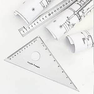 Coopay Large Triangle Ruler Set Square, 30/60 and 45/90 Degrees, Circular Hollow