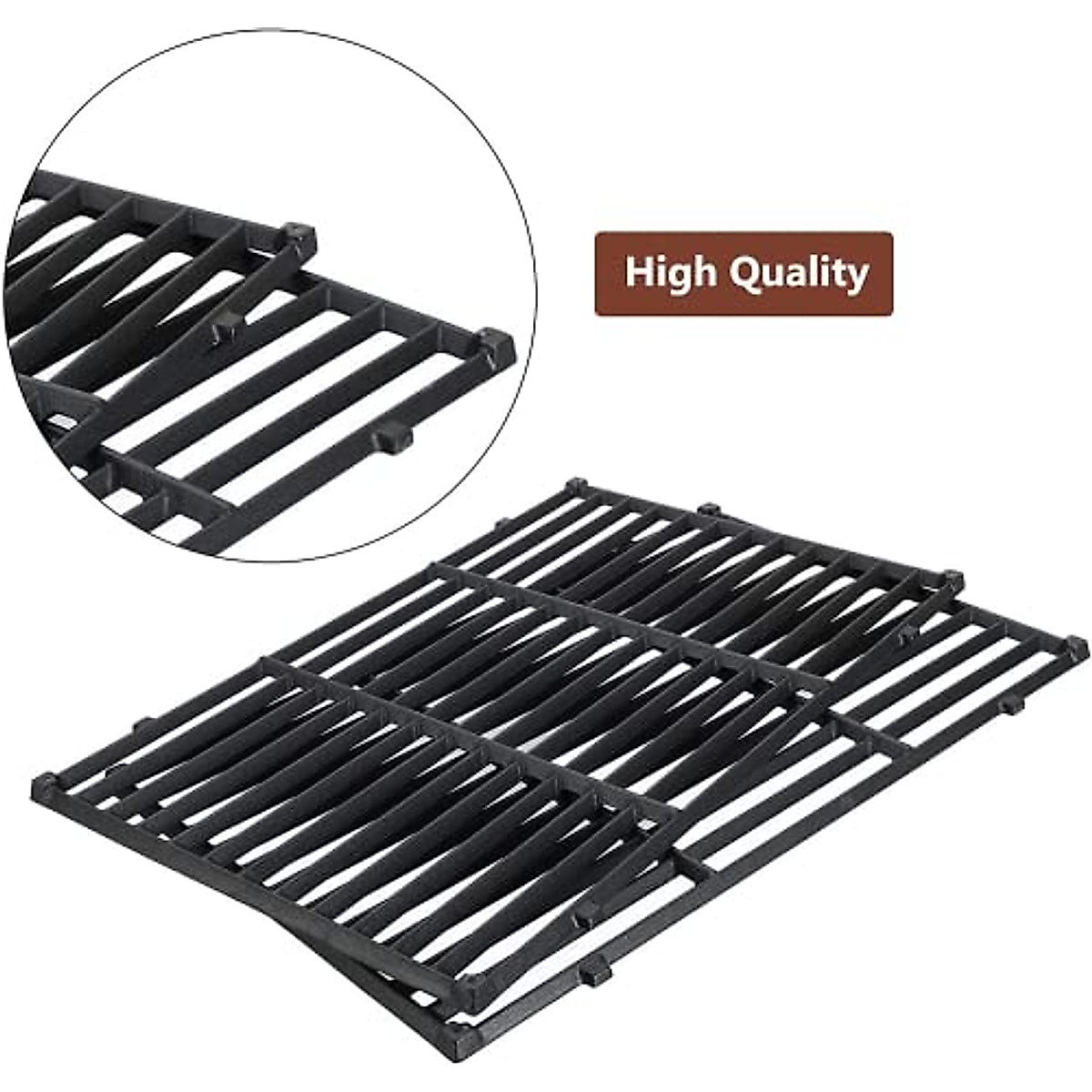 QuliMetal 18.75" Cooking Grates for Weber Genesis II 300 and Genesis II LX 300 Series Gas Grills, Genesis II E&S 310 315 320 325 340, Replacement Parts for Weber 66095 66802,66805, Cast Iron