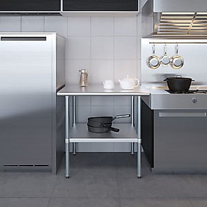 AmGood 30 in. x 36 in. Stainless Steel Table | NSF | Metal Utility Kitchen Prep Work Table