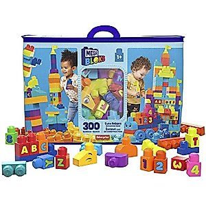 Mega BLOKS First Builders Toddler Blocks Toys Set, Even Bigger Building Bag with 300 Pieces and Storage, Blue, Ages 1+ Years