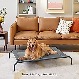 Bedsure Large Elevated Cooling Outdoor Dog Bed - Raised Dog Cots Beds for Large Dogs, Portable Indoor & Outdoor Pet Hammock Bed with Skid-Resistant Feet, Frame with Breathable Mesh, Grey, 49 inches