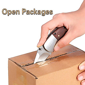 EZKIT Pocket Knife, Small Wood Handle 2in Blade Stainless Steel Everyday Carry Knife