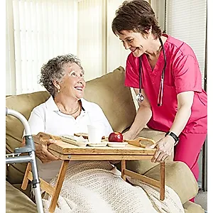 Greenco Bamboo Foldable Breakfast Table, Laptop Desk, Bed Table, Serving Tray